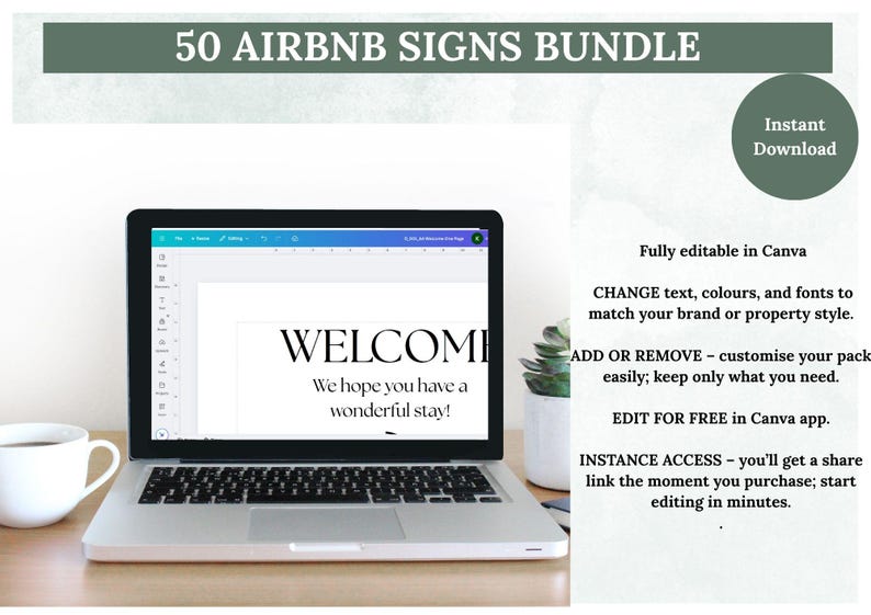 Airbnb Host Sign Bundle | 50 Editable Canva Templates for Vacation ...
