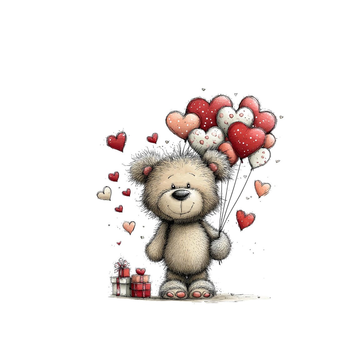 30 PNG Valentine Teddy Bear Clipart – Watercolor Love Bears, (digital ...