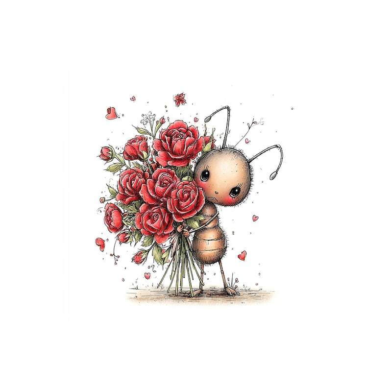Valentine Ants Clipart – Funny Love Bug Illustrations (16 Jpgs) - Etsy