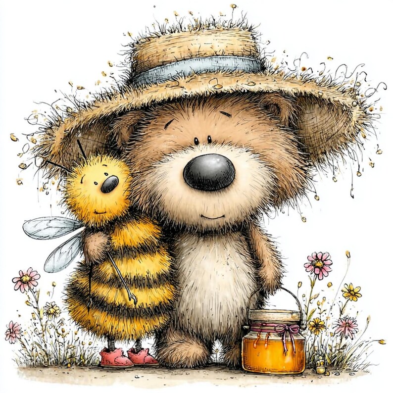 28 JPG Teddy Bear & Bee Clipart Set – Whimsical Nursery Graphics ...
