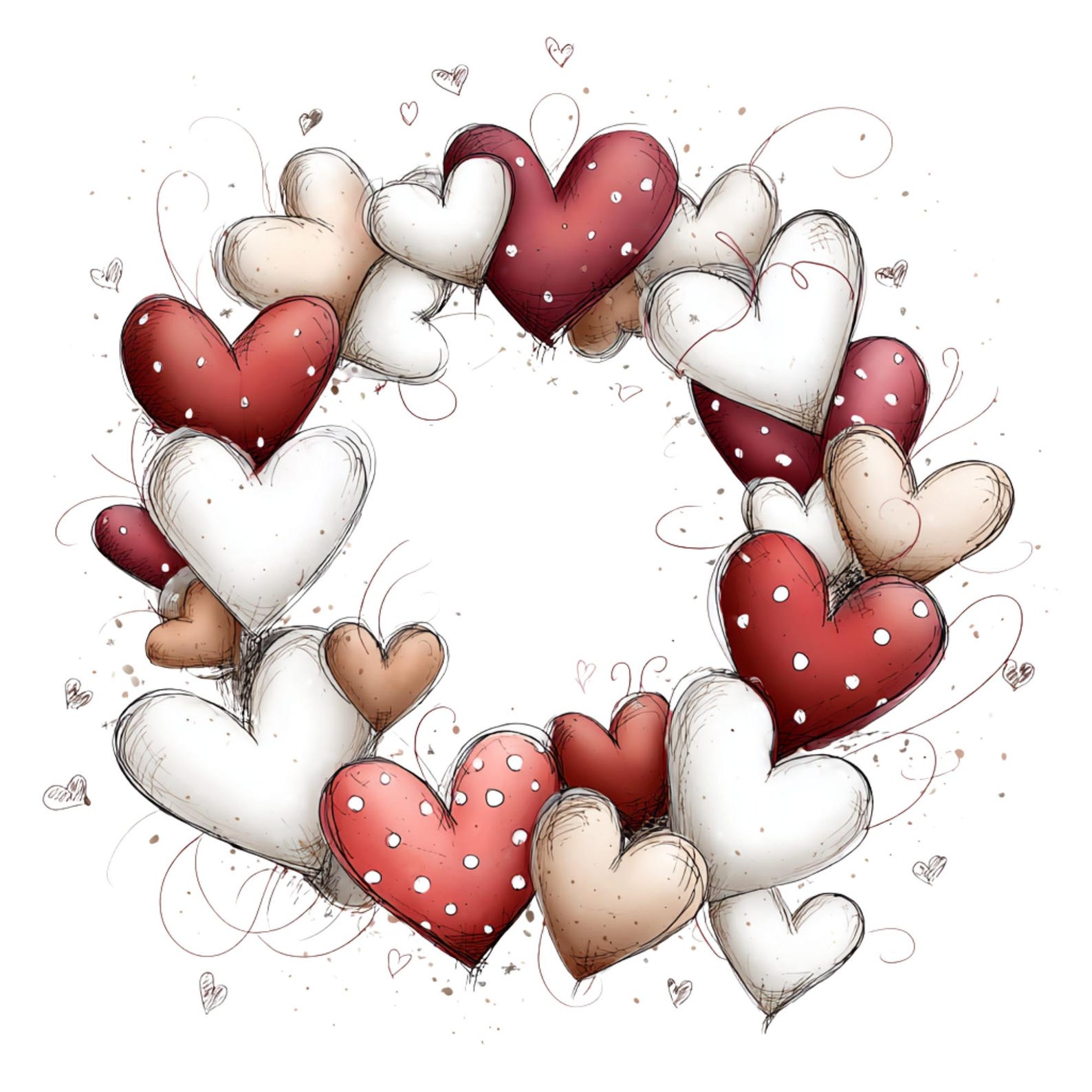 Whimsical Valentine Clipart Bundle: Hand-drawn Hearts, Love ...
