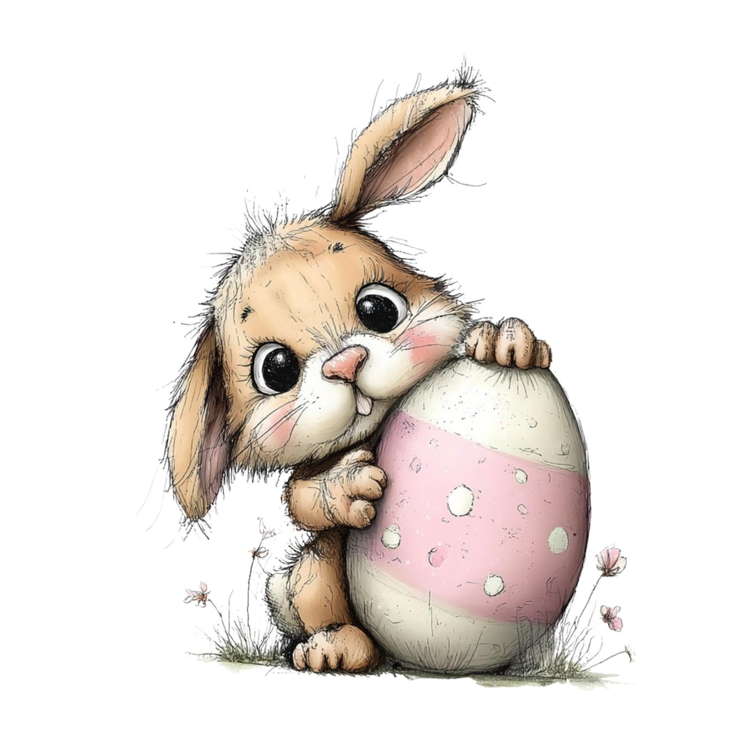 25 PNG Pink Easter Bunny Clipart – Watercolor Bunny Graphics ...
