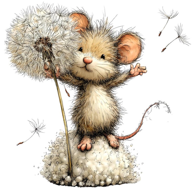21 PNG Whimsical Dandelion Mouse Clipart Bundle – Spring Animal ...