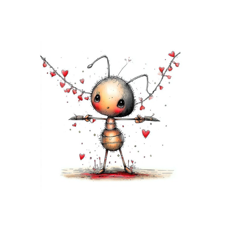 Valentine Ants Clipart – Funny Love Bug Illustrations (16 Jpgs) - Etsy