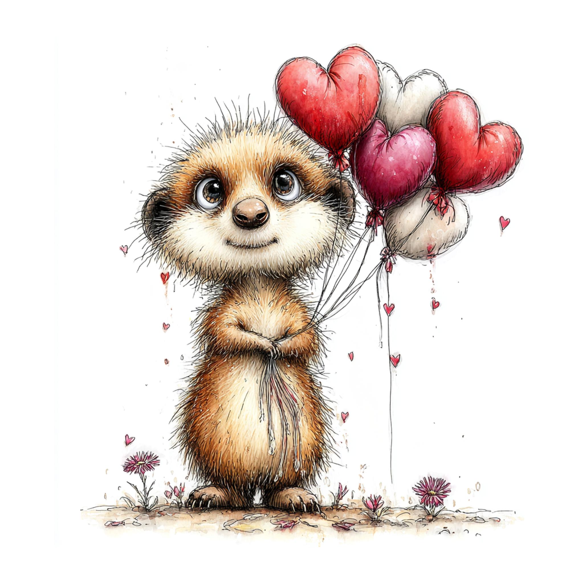 30 JPG Valentine Animals Clipart – Heart Balloons, Commercial Use ...