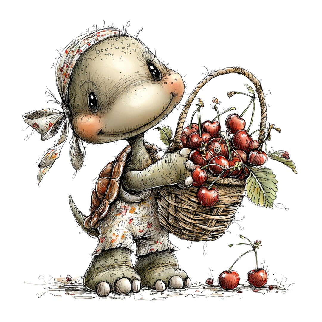 Cherry Turtle Clipart Bundle - Summer Fruit Animal Set (21 PNG) - Etsy