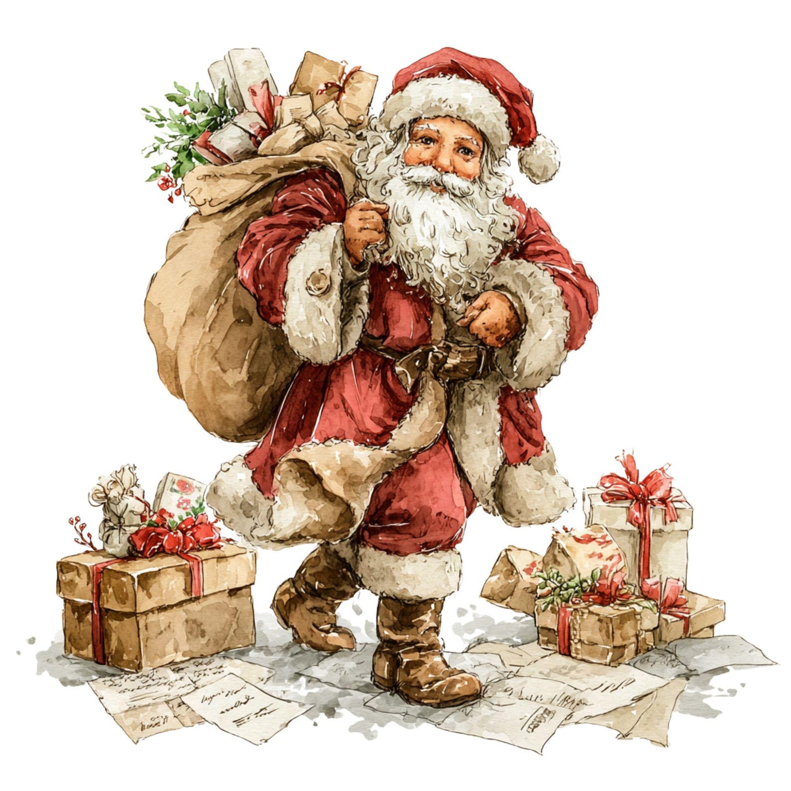 Vintage Santa Claus Clipart: Festive Holiday Graphics (digital Download ...