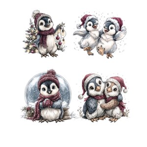 Christmas Penguin Clipart: Festive Holiday Graphics (digital Download ...
