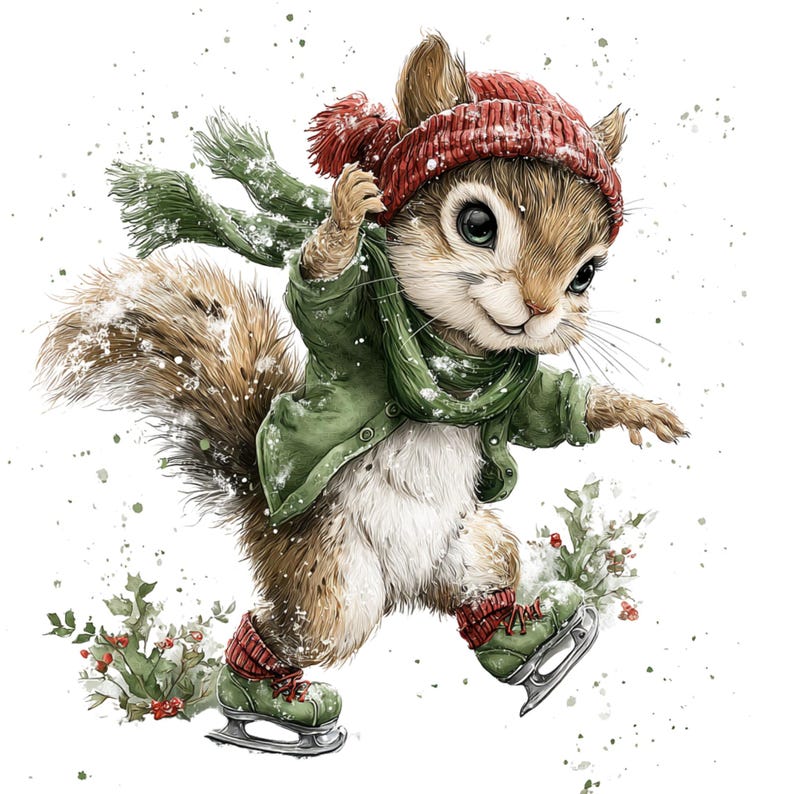 Christmas Squirrel Clipart: Festive Holiday Graphics (digital Download ...