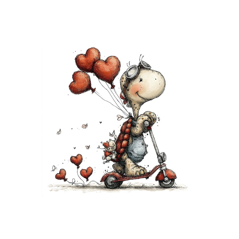 20 JPG Valentine Turtle Clipart – Cute Love Turtles, Romantic Animal ...