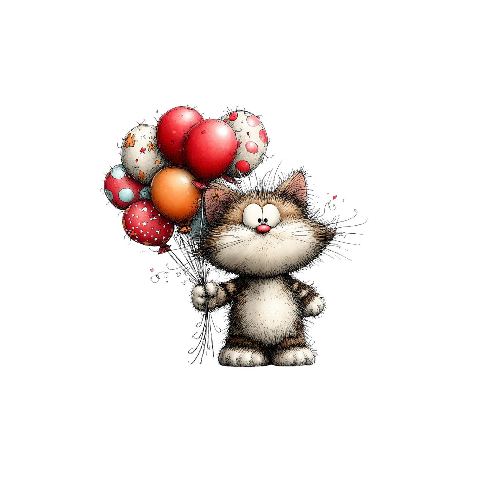 22 PNG Birthday Cat Clipart – Watercolor Party Kittens, Commercial Use ...