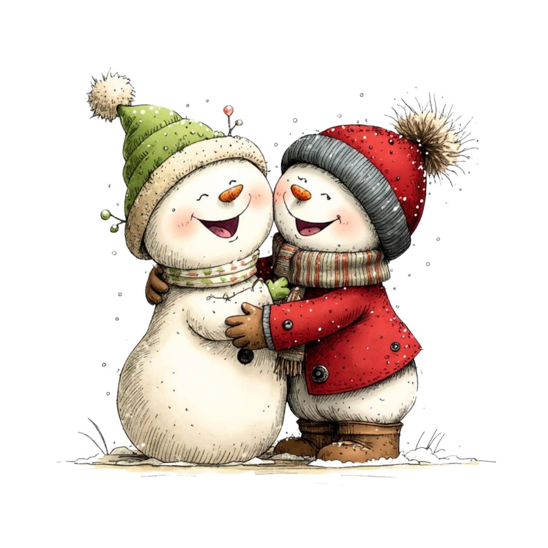 Whimsical Snowmen Clipart: Festive Holiday Graphics (digital Download ...