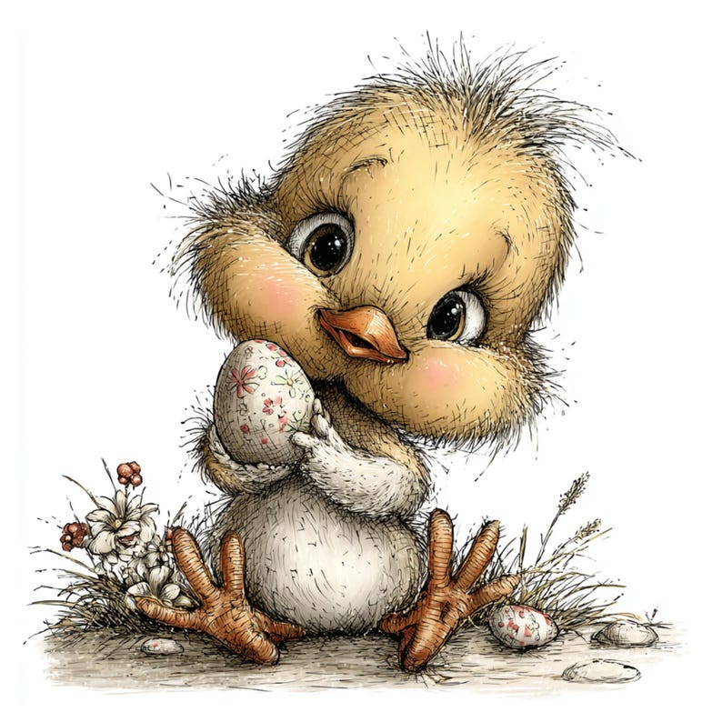 Easter Chick Clipart, Whimsical Watercolor Baby Chicks, Spring Animals ...