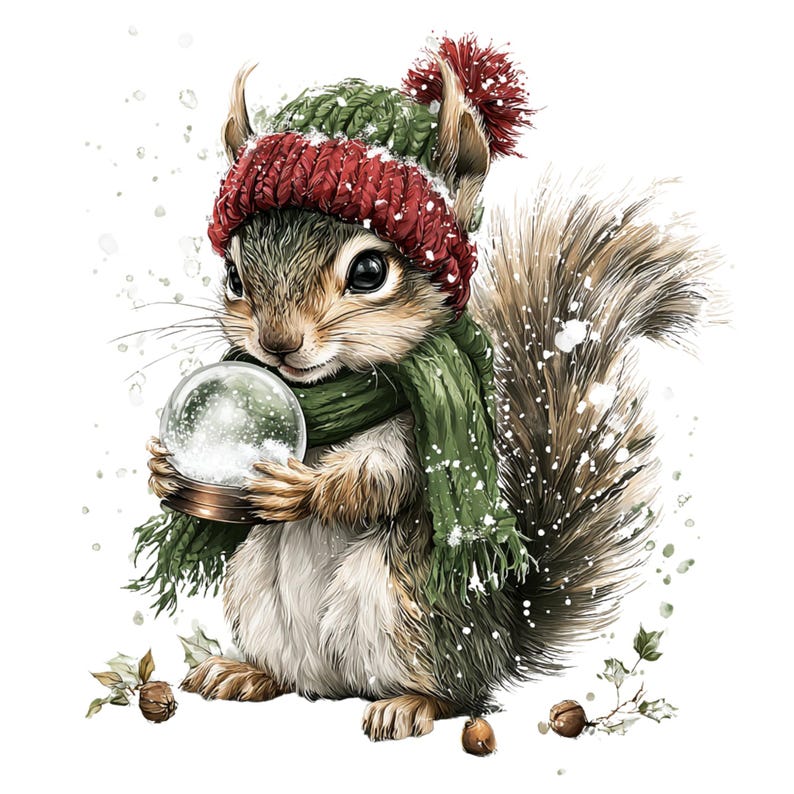 Christmas Squirrel Clipart: Festive Holiday Graphics (digital Download ...