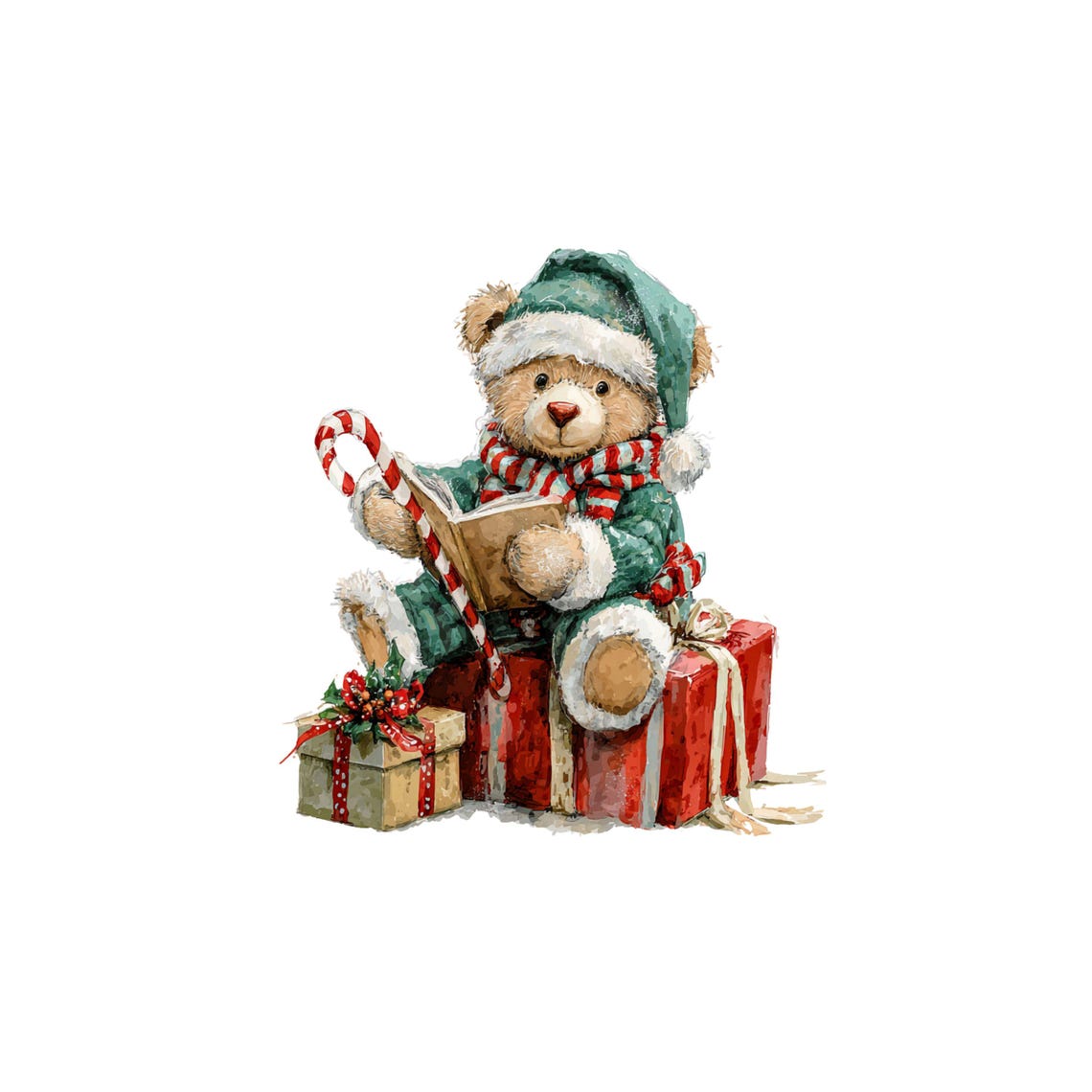 Christmas Teddy Bear Clipart: Festive Holiday Graphics (digital ...