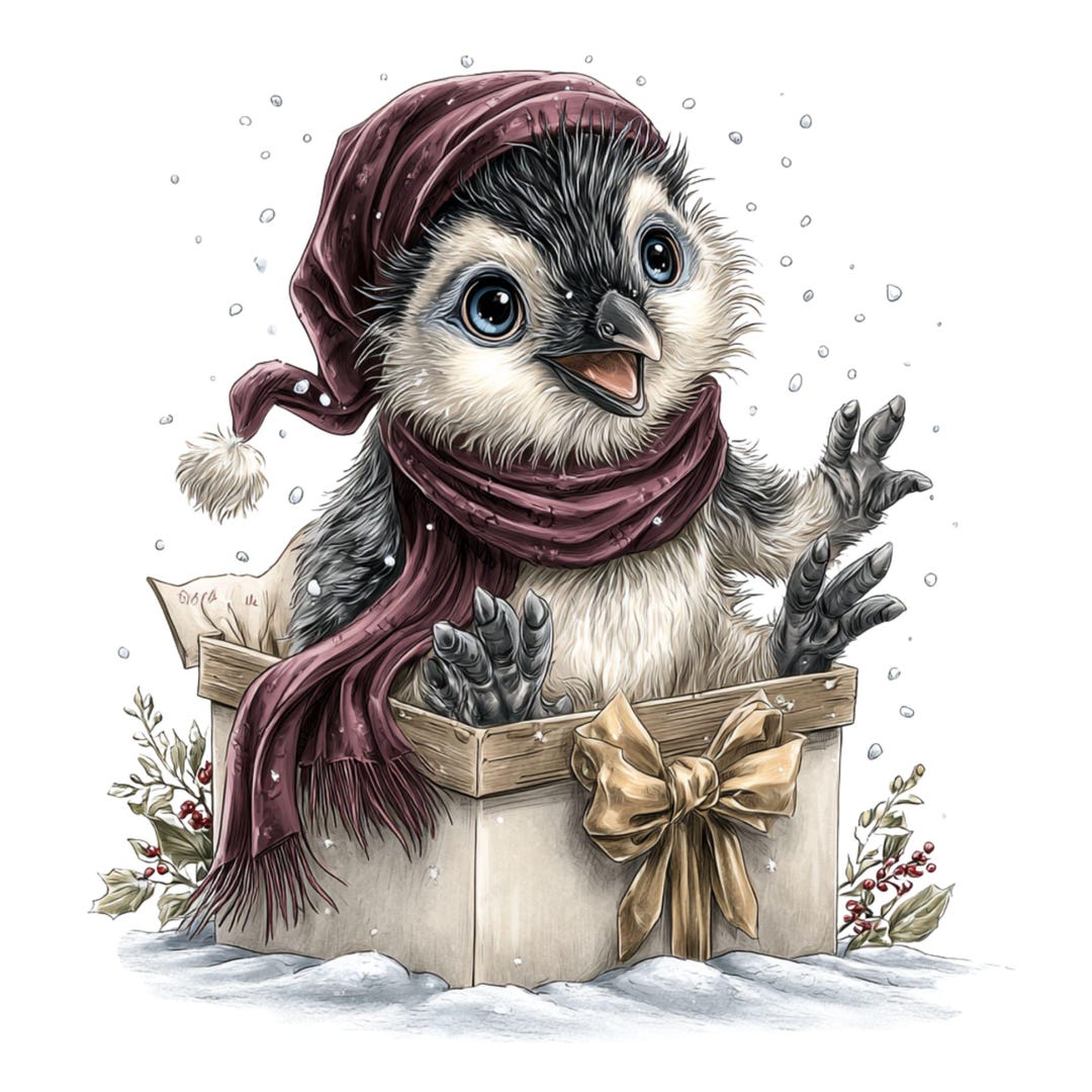 Christmas Penguin Clipart: Festive Holiday Graphics (digital Download ...