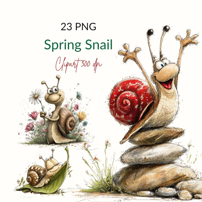 Snail Clipart - Etsy UK