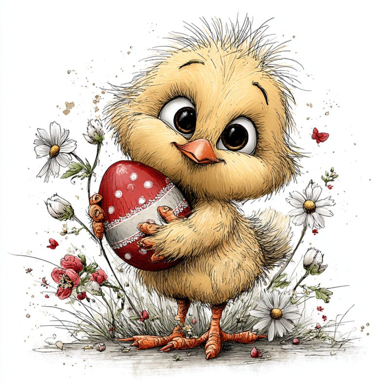 Whimsical Easter Chicks Clipart – Baby Chick Illustrations, Spring ...