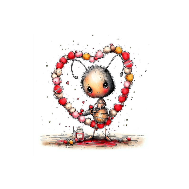 Valentine Ants Clipart – Funny Love Bug Illustrations (16 Jpgs) - Etsy