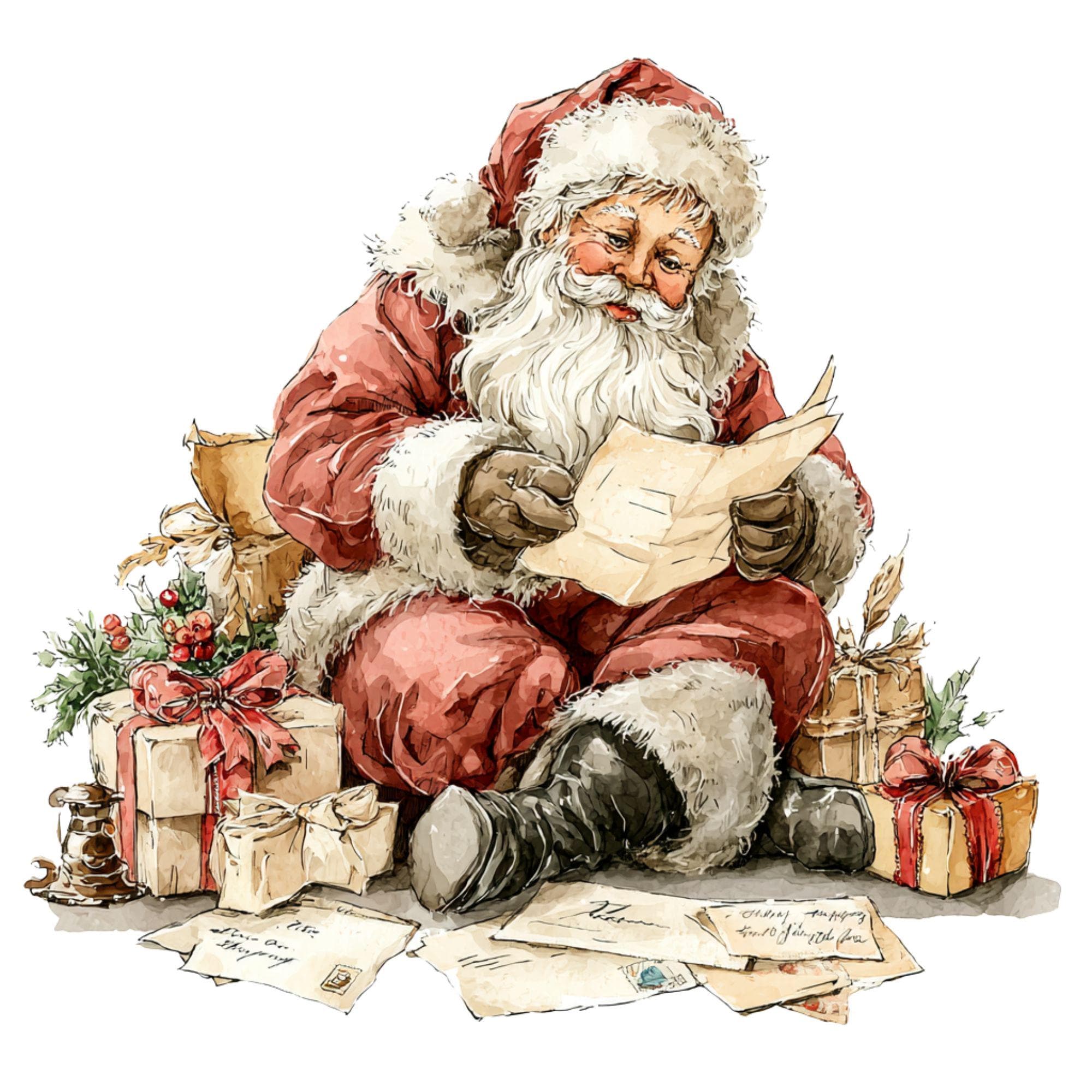 Vintage Santa Claus Clipart: Festive Holiday Graphics (digital Download ...