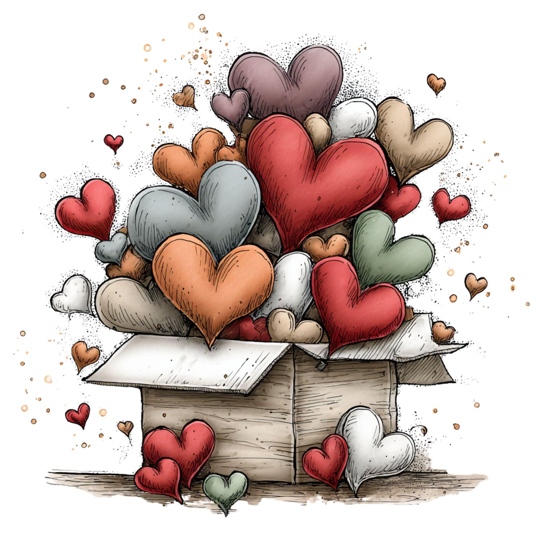 Whimsical Hearts Clipart: Valentine Day Graphics ( 18 Pngs, Digital ...