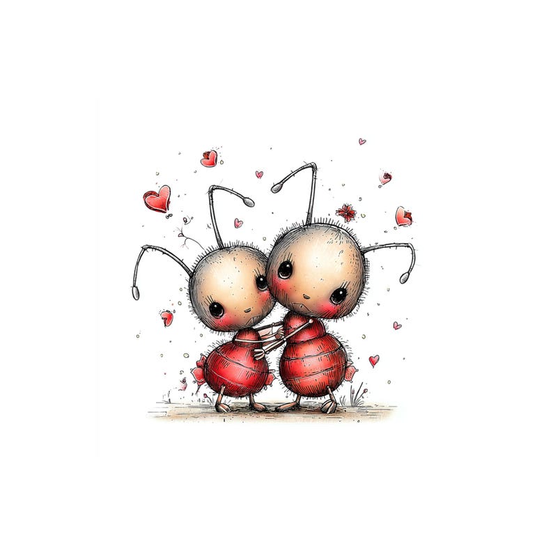 Valentine Ants Clipart – Funny Love Bug Illustrations (16 Jpgs) - Etsy