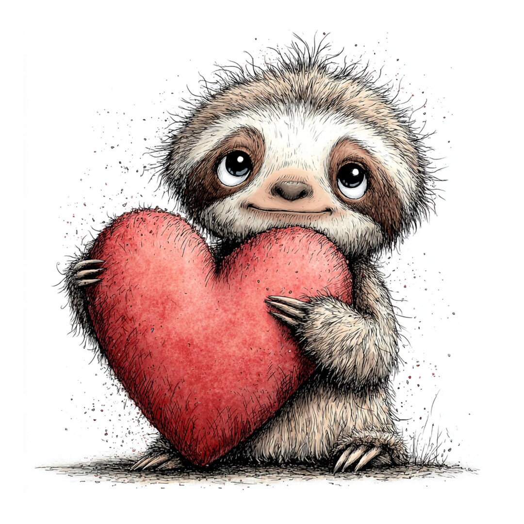 28 JPG Valentine Sloth Clipart – Funny Love Sloths, Romantic Animal ...