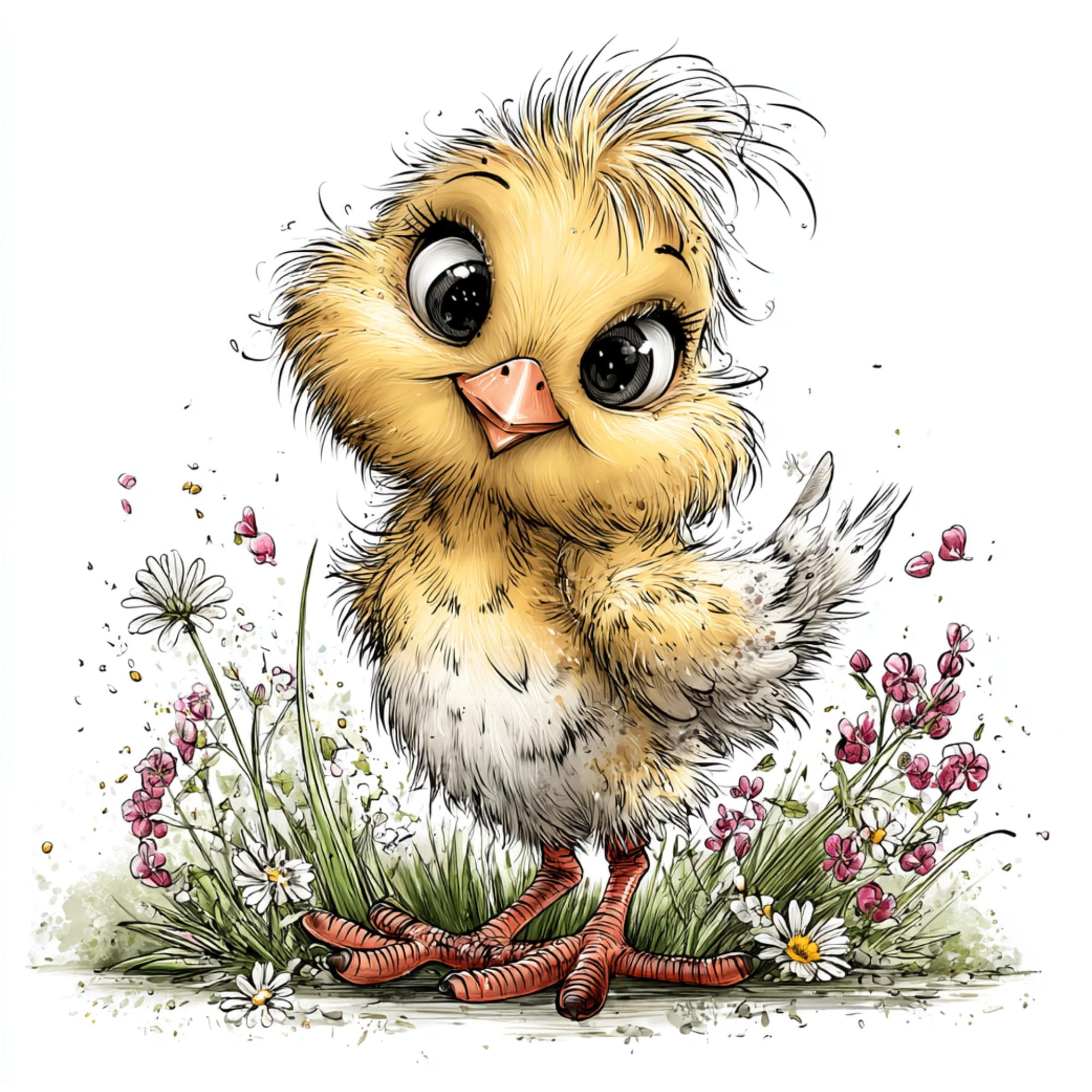 Whimsical Easter Chicks Clipart – Baby Chick Illustrations, Spring ...