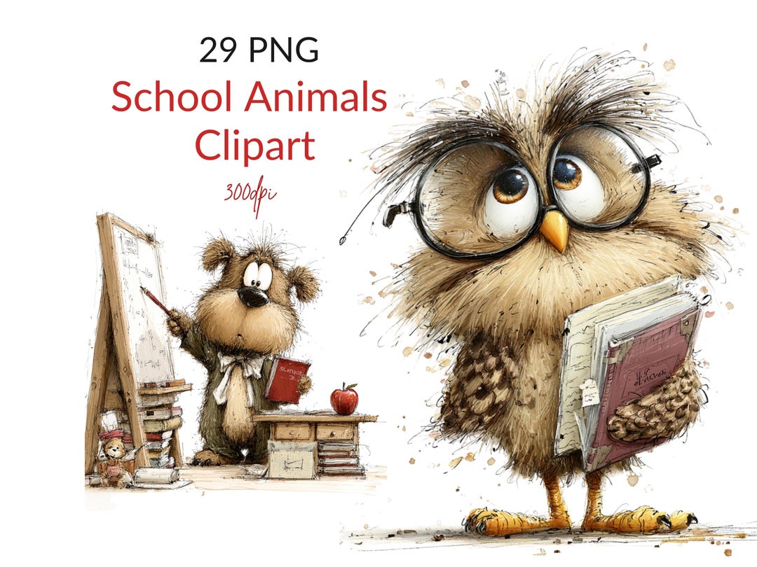 School Animals Clipart Bundle - 29 PNG Teacher Animal, Teacher ...