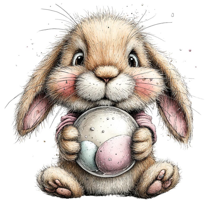 25 PNG Pink Easter Bunny Clipart – Watercolor Bunny Graphics ...
