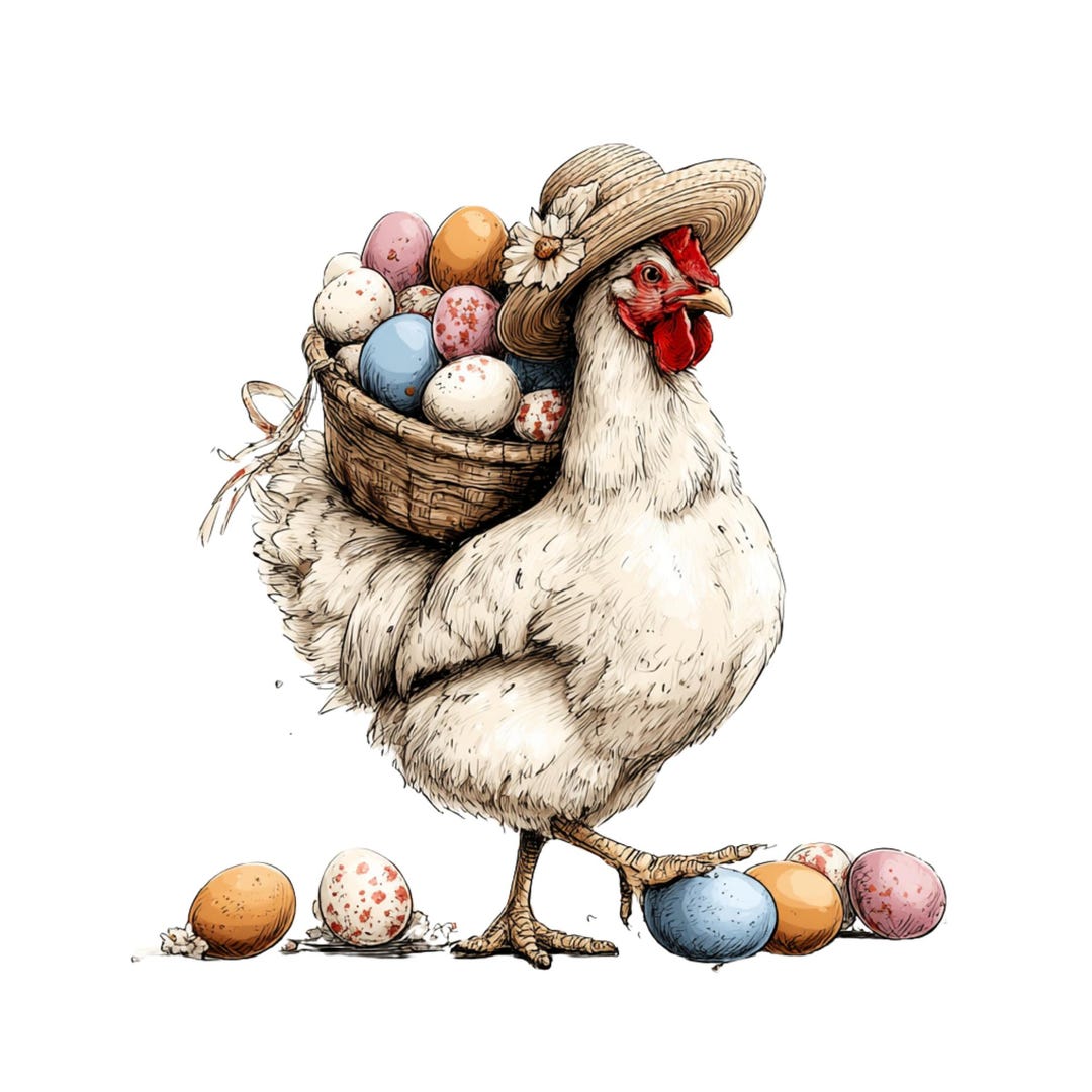 27 PNG Easter Farm Animals PNG Clipart: Watercolor Chicken, Eggs ...