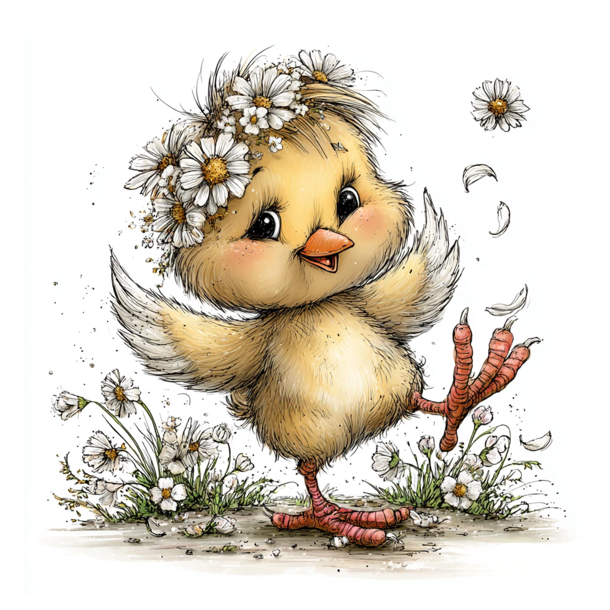Easter Chick Clipart, Whimsical Watercolor Baby Chicks, Spring Animals ...