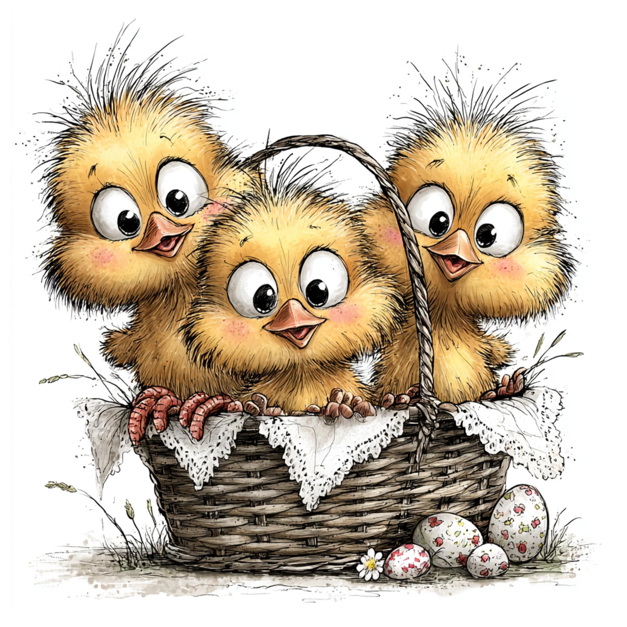 Whimsical Easter Chicks Clipart – Baby Chick Illustrations, Spring ...