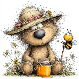 Watercolor Teddy Bear Bee Clipart Bundle – 28 JPG Honey Bear Nursery ...
