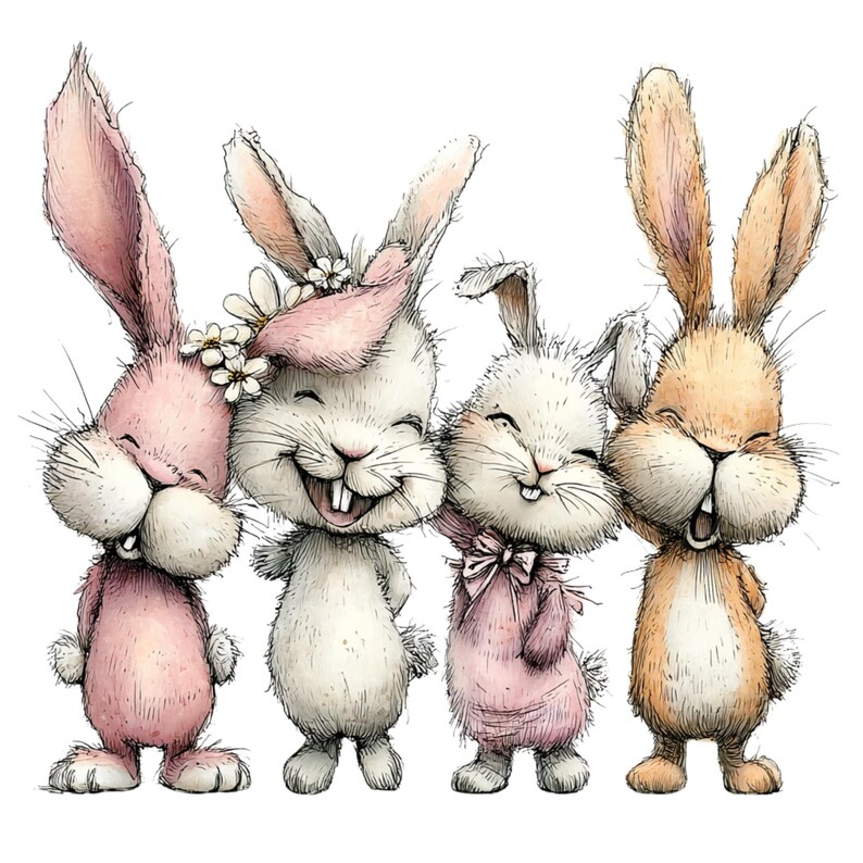 25 PNG Pink Easter Bunny Clipart – Watercolor Bunny Graphics ...