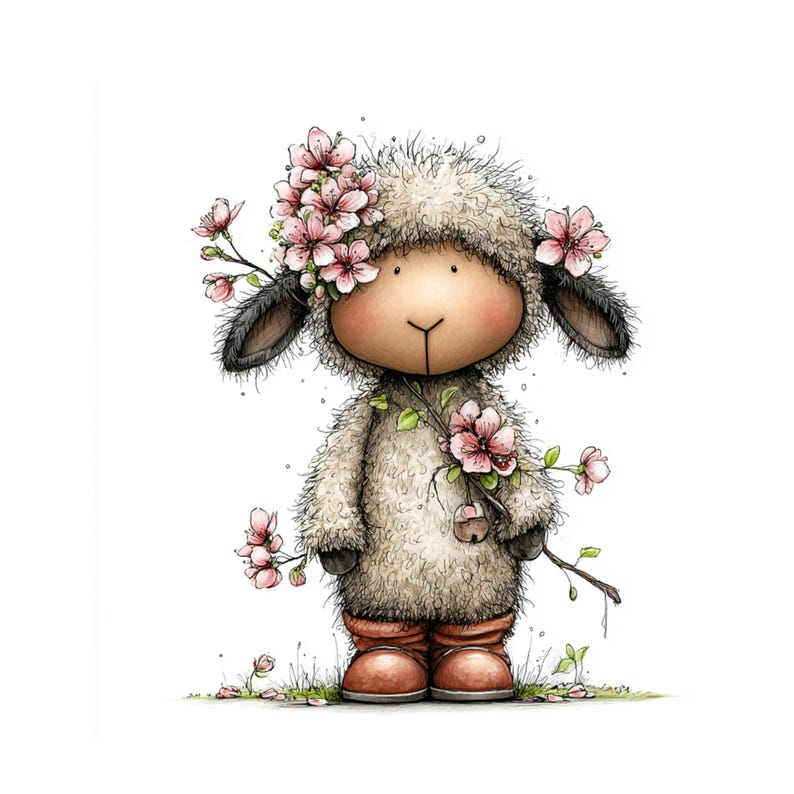 Spring Farm Animals Clipart – Whimsical Bunny, Floral Illustrations (22 ...