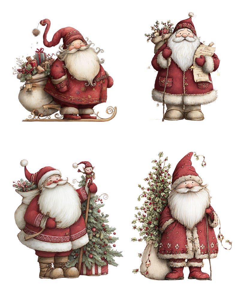 Santa Clipart: Festive Holiday Graphics (digital Download - 18 Pngs) - Etsy