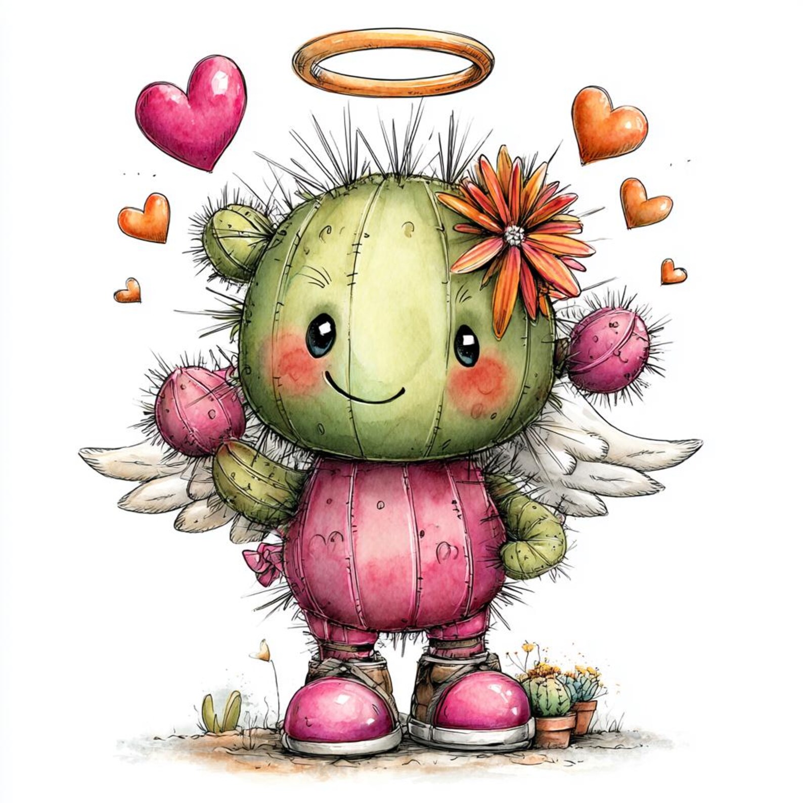 30 JPG Valentine Cactus Clipart – Whimsical Love Illustrations - Etsy