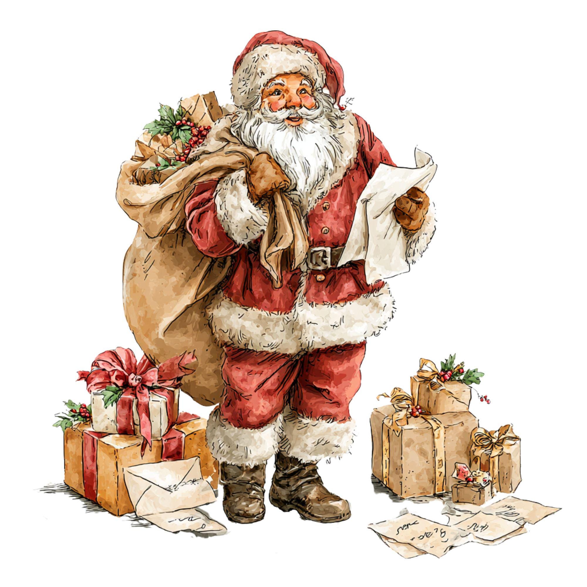 Vintage Santa Claus Clipart: Festive Holiday Graphics (digital Download ...