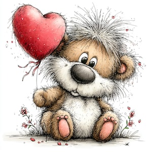 Valentine Teddy Bear Clipart for Cards, Stickers & Cricut – 26 JPG - Etsy