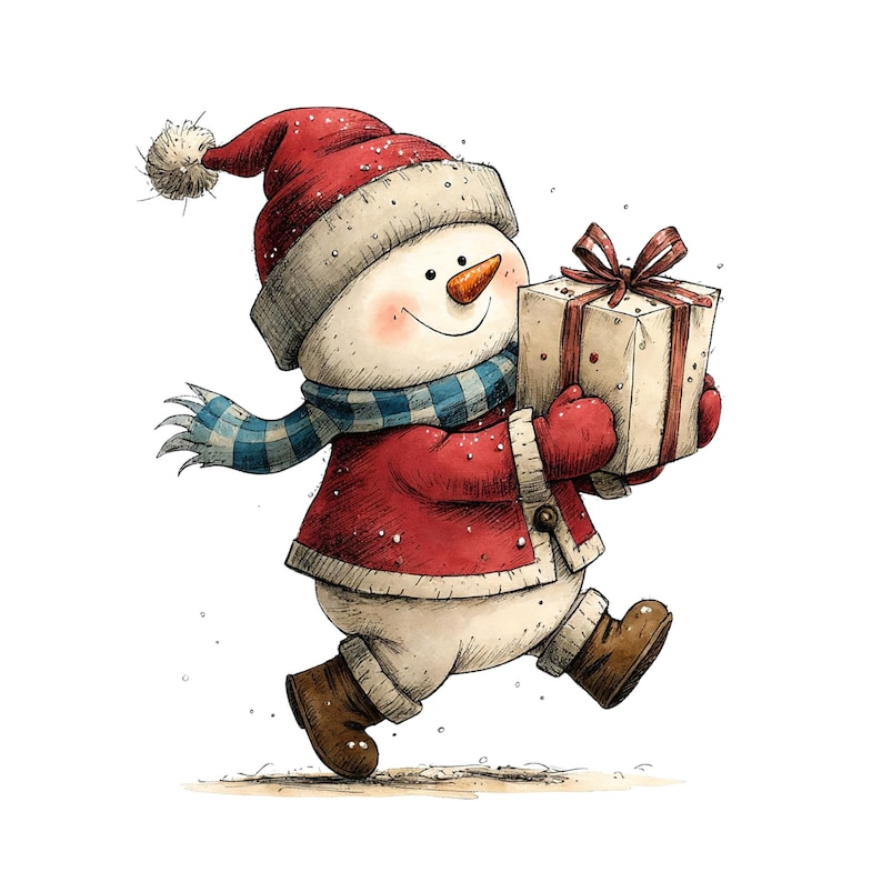 Snowman & Santa Clipart: Festive Holiday Graphics (digital Download ...