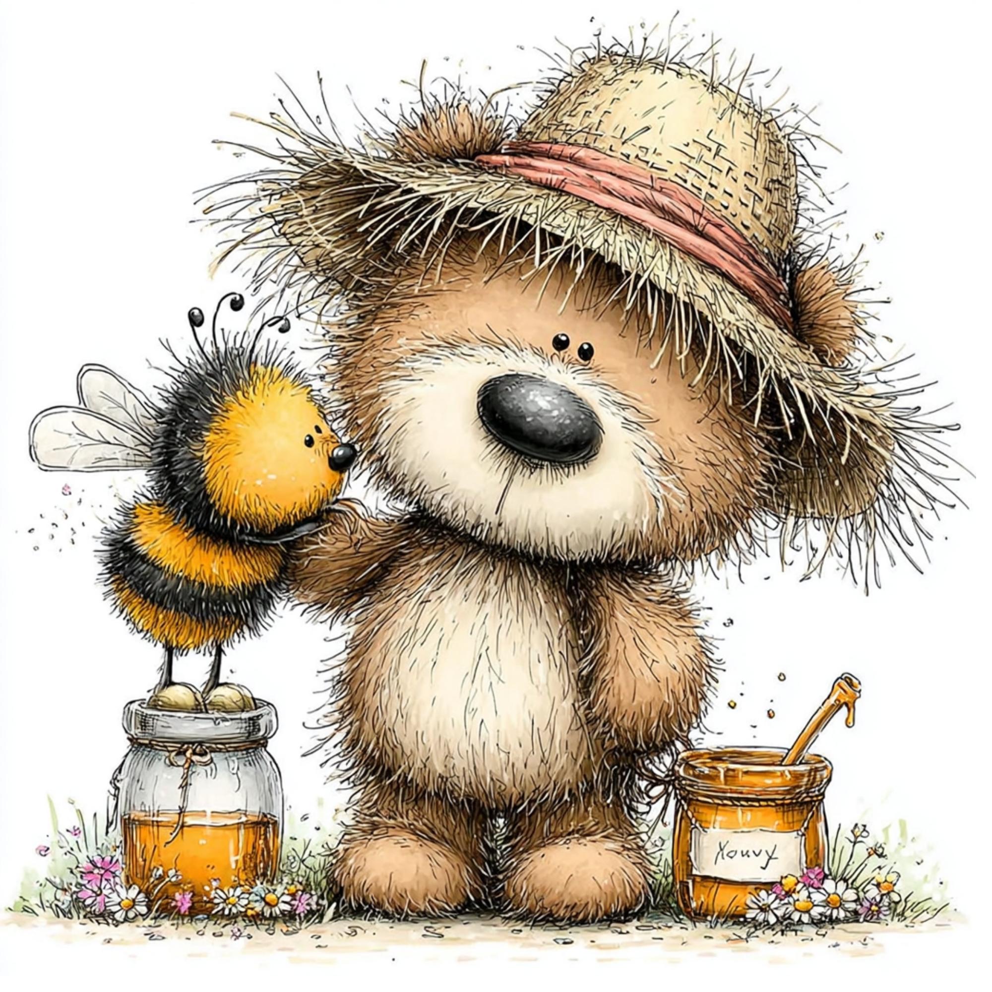 Watercolor Teddy Bear Bee Clipart Bundle – 28 JPG Honey Bear Nursery ...