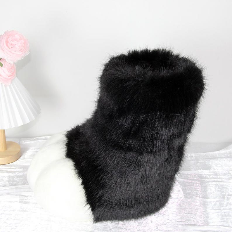 Black and White Furry Feetpaws, Fursuit Footpaws, Plush Cat Shoes Paws ...