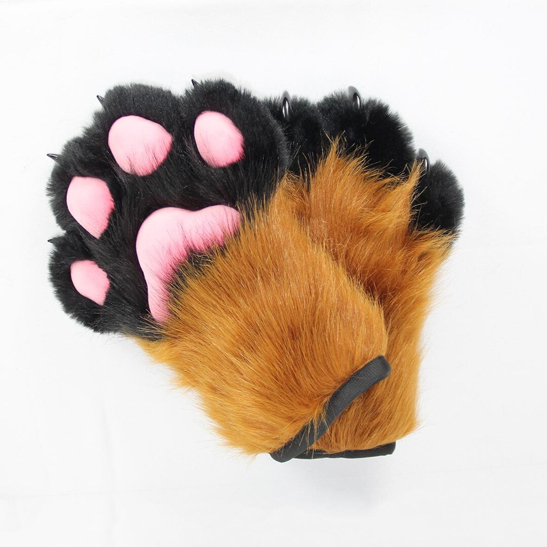 Furry Dog Paws: Brown Furry Handpaws, Cosplay Wolf Paws, Plush Handpaws ...