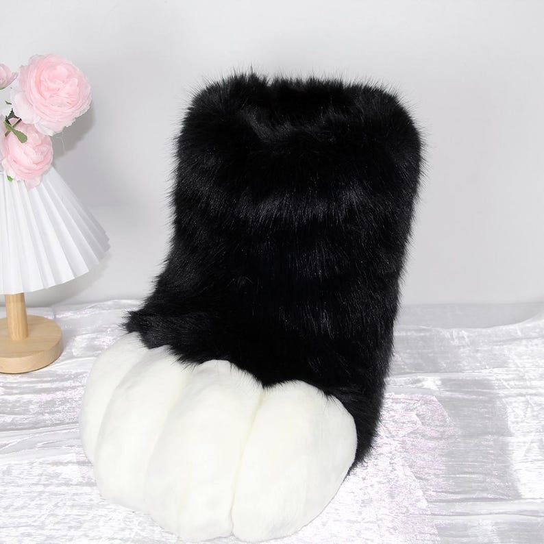 Black and White Furry Feetpaws, Fursuit Footpaws, Plush Cat Shoes Paws ...