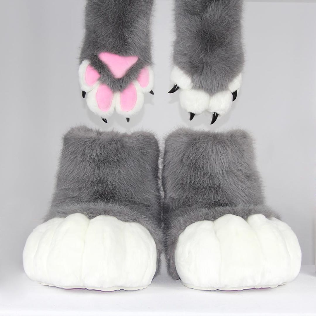 Furry Cat Paws: Soft Faux Fur Cosplay Set, Various Colors, Fursuit ...