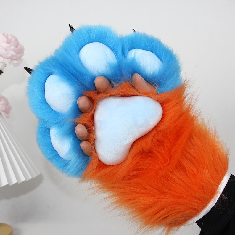 Orange Cat Fursuit Hand Paws | Custom Plush Furry Hand Paws, Cat Paws ...