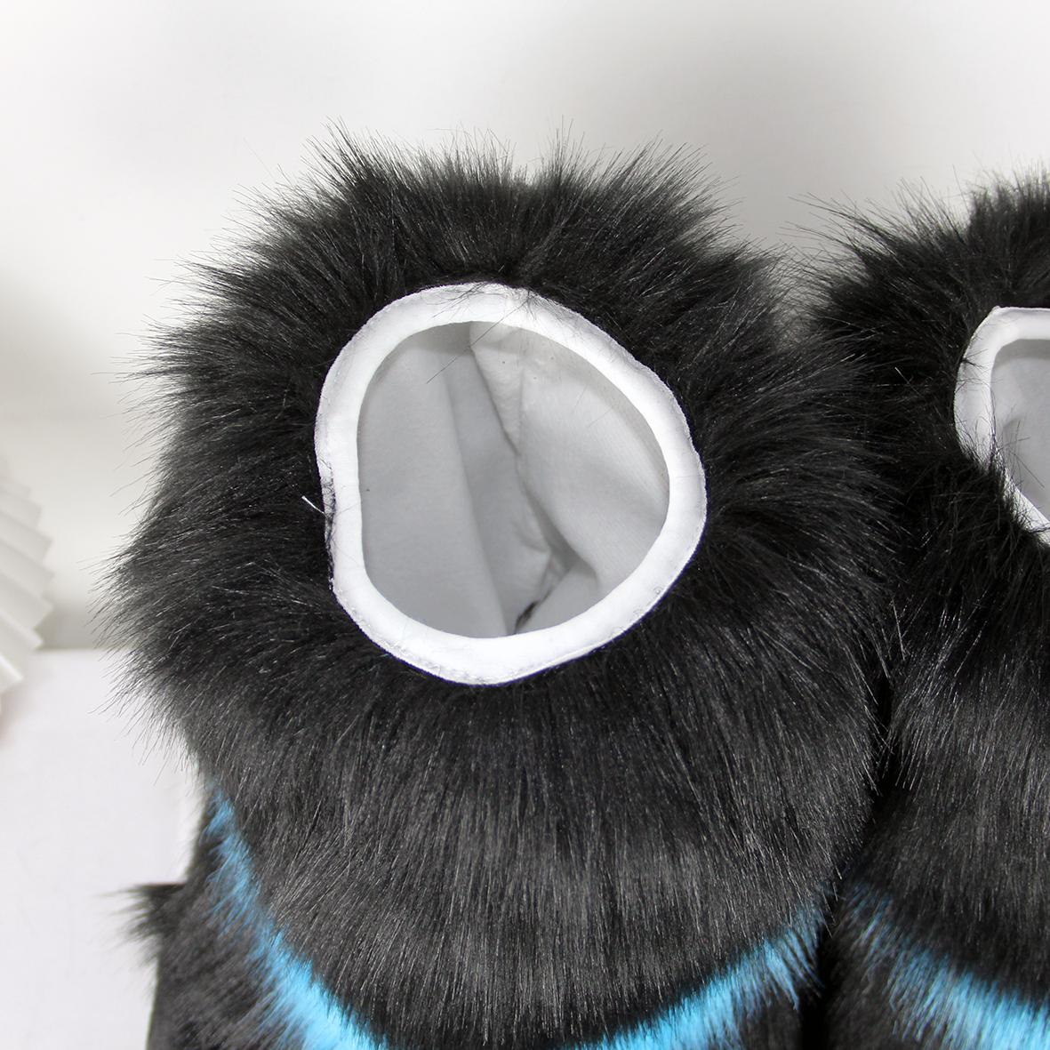 Black Fursuit Feetpaws: Customizable Furry Paws Shoes, Blue Lightning ...