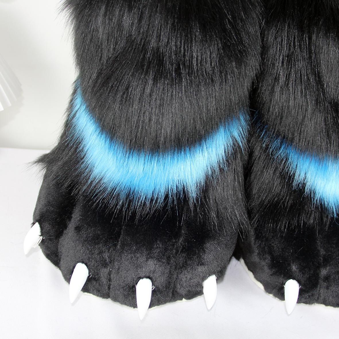 Black Fursuit Feetpaws: Customizable Furry Paws Shoes, Blue Lightning ...