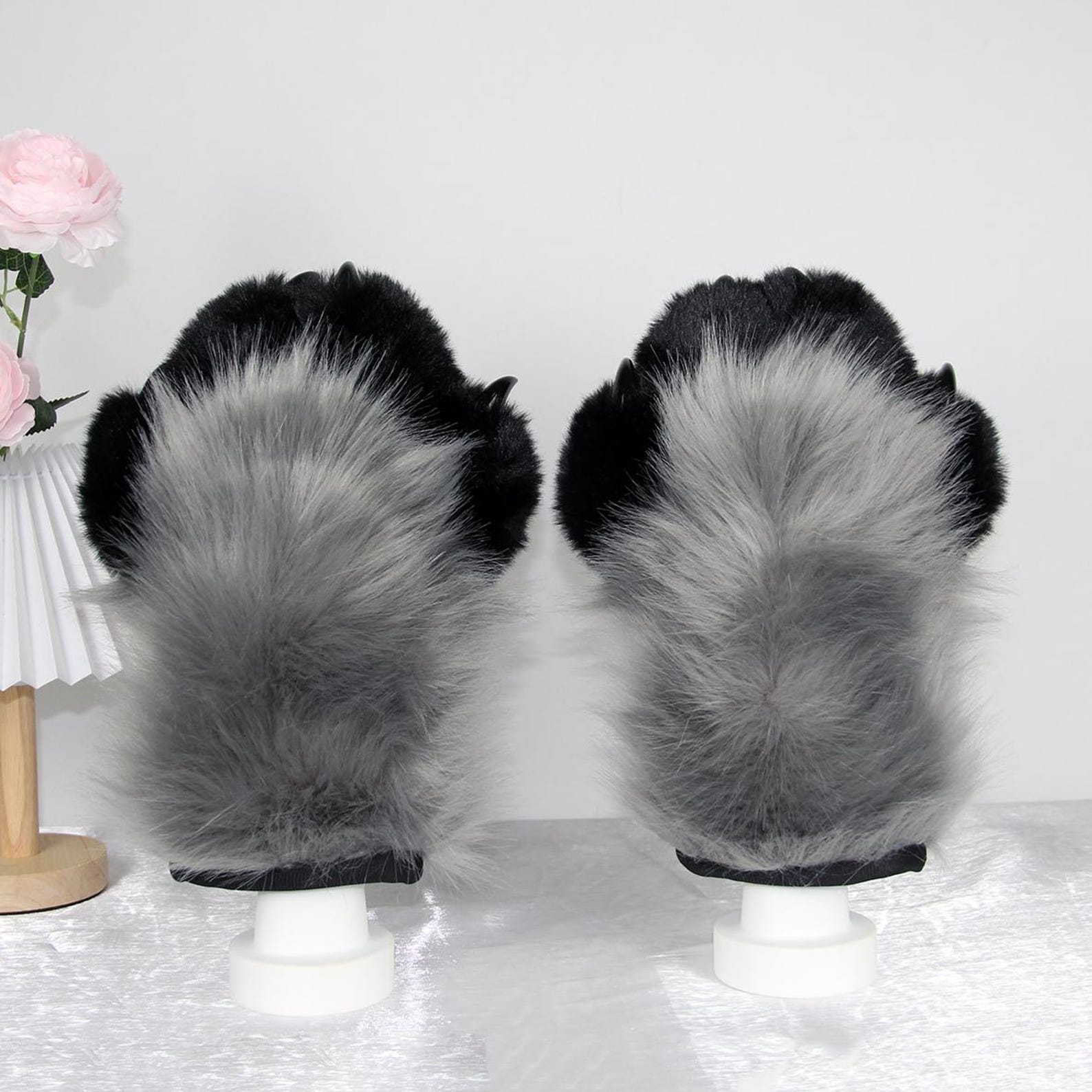 Gray Wolf Paws: Gray Furry Handpaws, Cosplay Wolf Paw Gloves, Fursuit ...